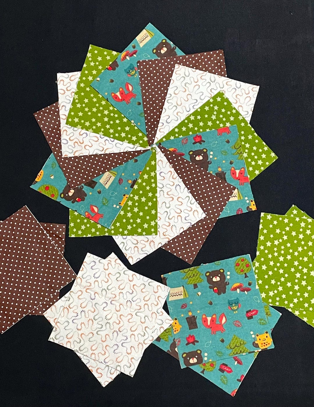 42 Woodland Forest Animals Quilt Top Squares, 7" Flannel Pre Cut, Fox ...