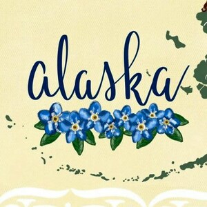 Alaska Map Illustration Minky Fabric Panel, Silky Minky Fabric Panel ...