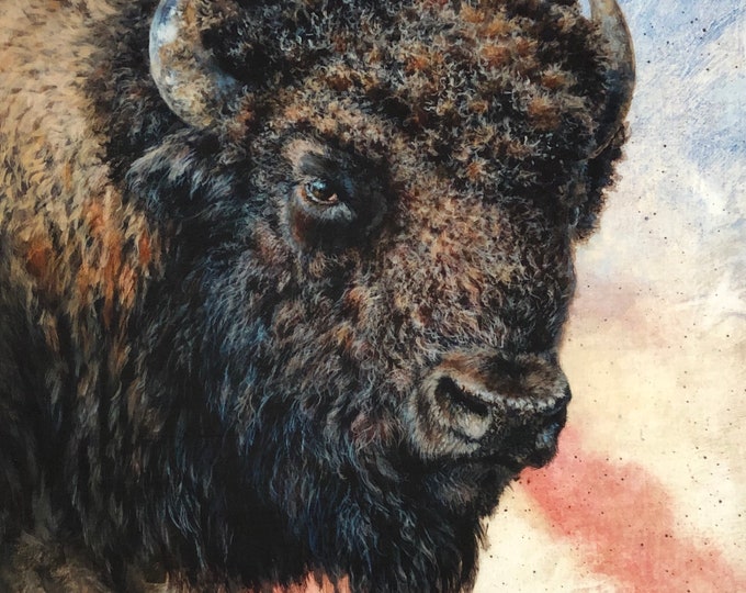 Wild and Beautiful Buffalo Panel, Bison Fabric, Native American, Cotton ...