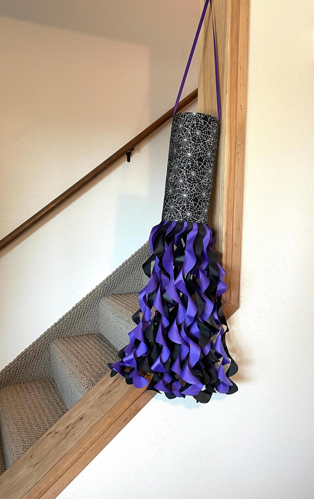 Halloween Decoration, Windsock, Spider Cob Web, Black Purple, Hanging ...
