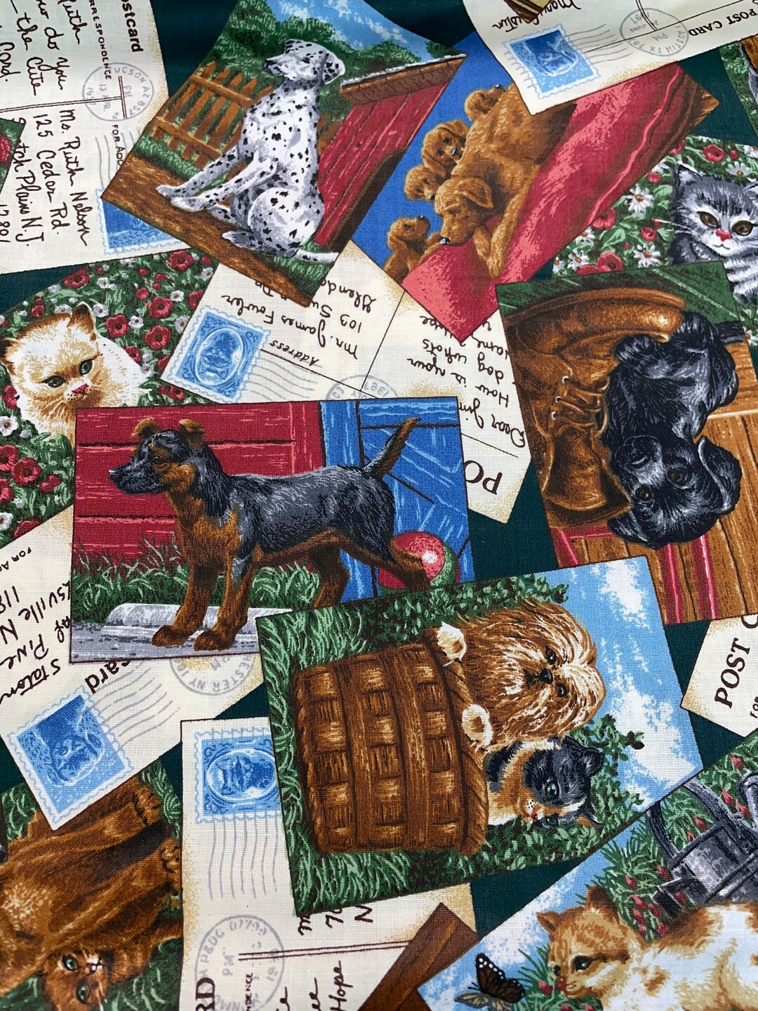 Best Friends Dog Fabric, Post Cards, Mail, Dalmatian Dog, Lab Collie ...