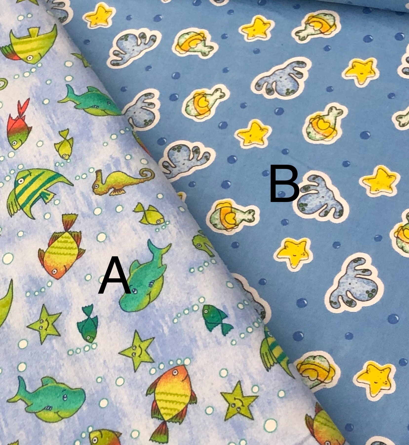 Fish ocean sea starfish whale beach colorful fish Flannel | Etsy