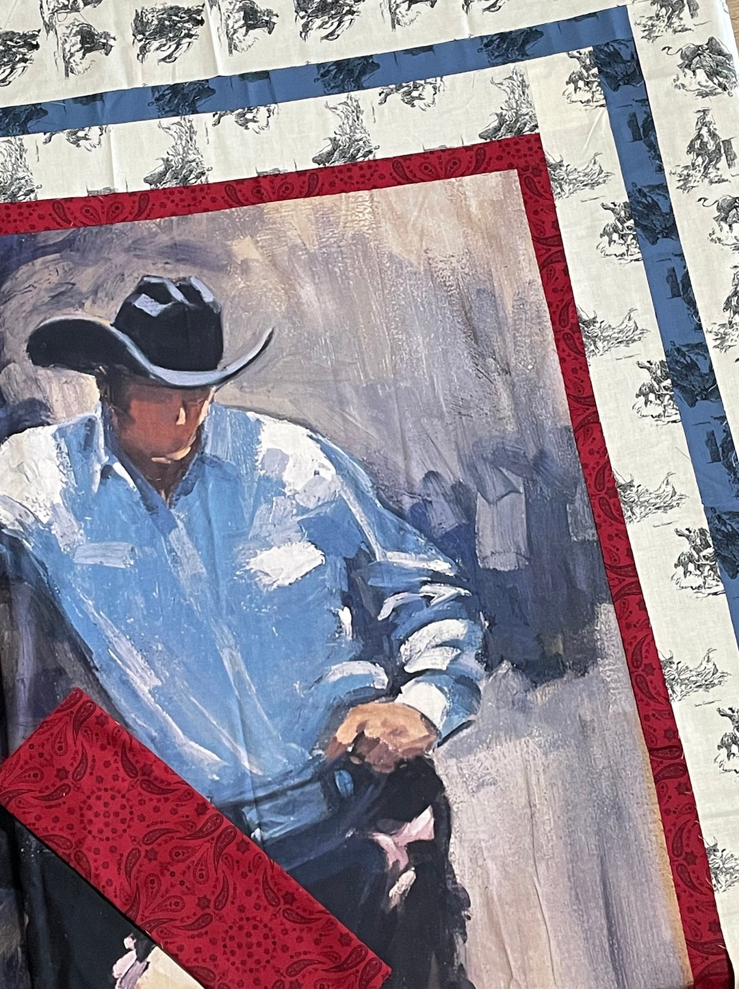 Hugh Cabot Western Quilt Kit Top, Lap Size, Borders, Cowboy Rodeo ...