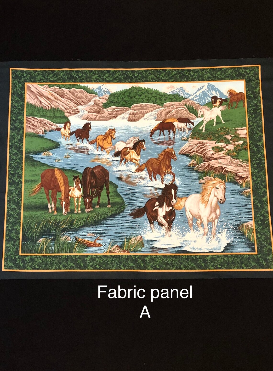 Horse Wild Stallion Fabric Panel River Run by Springmaid | Etsy