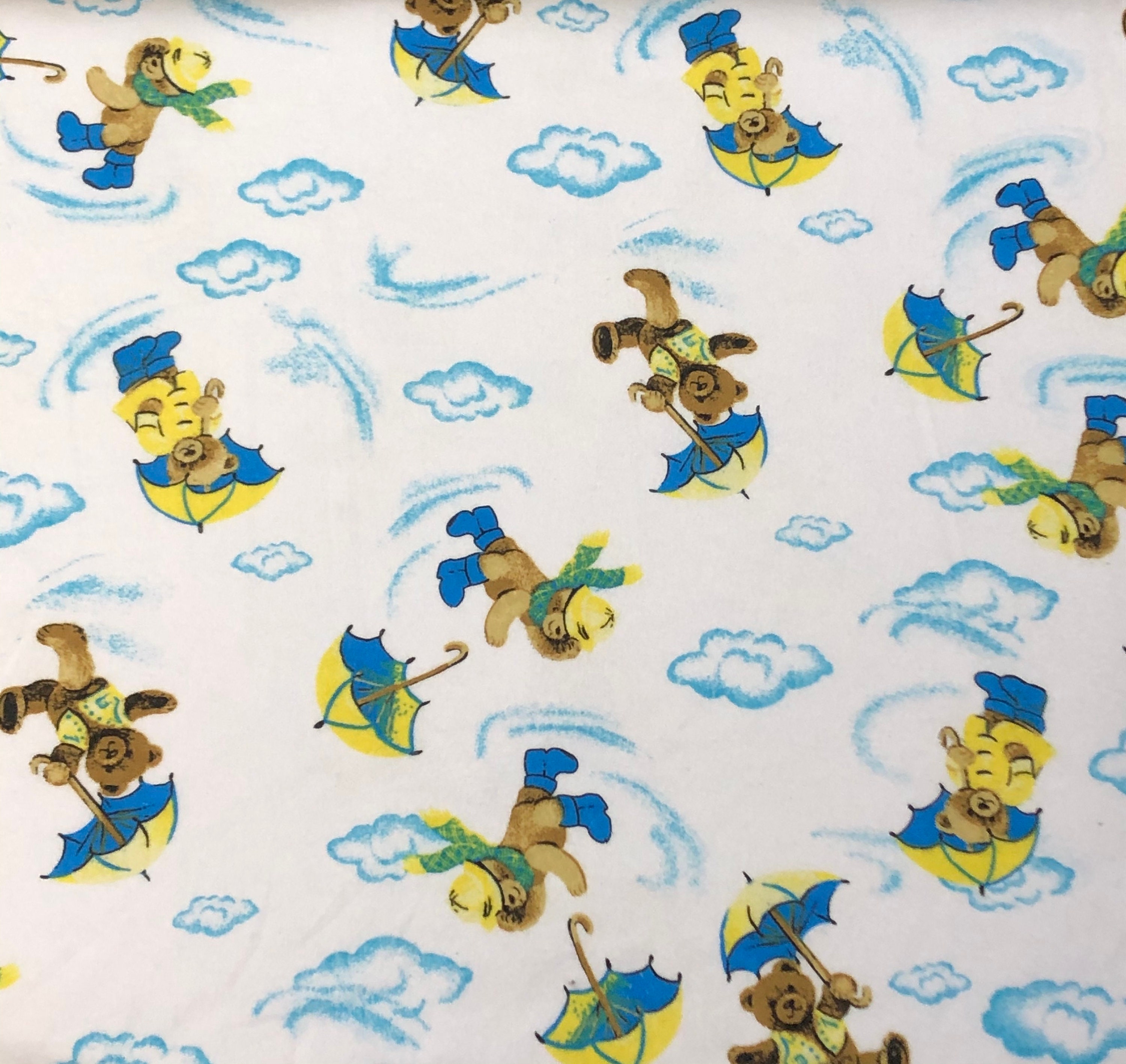 Teddy Bear Rain Shower Blue Clouds Umbrella Rain Drop | Etsy