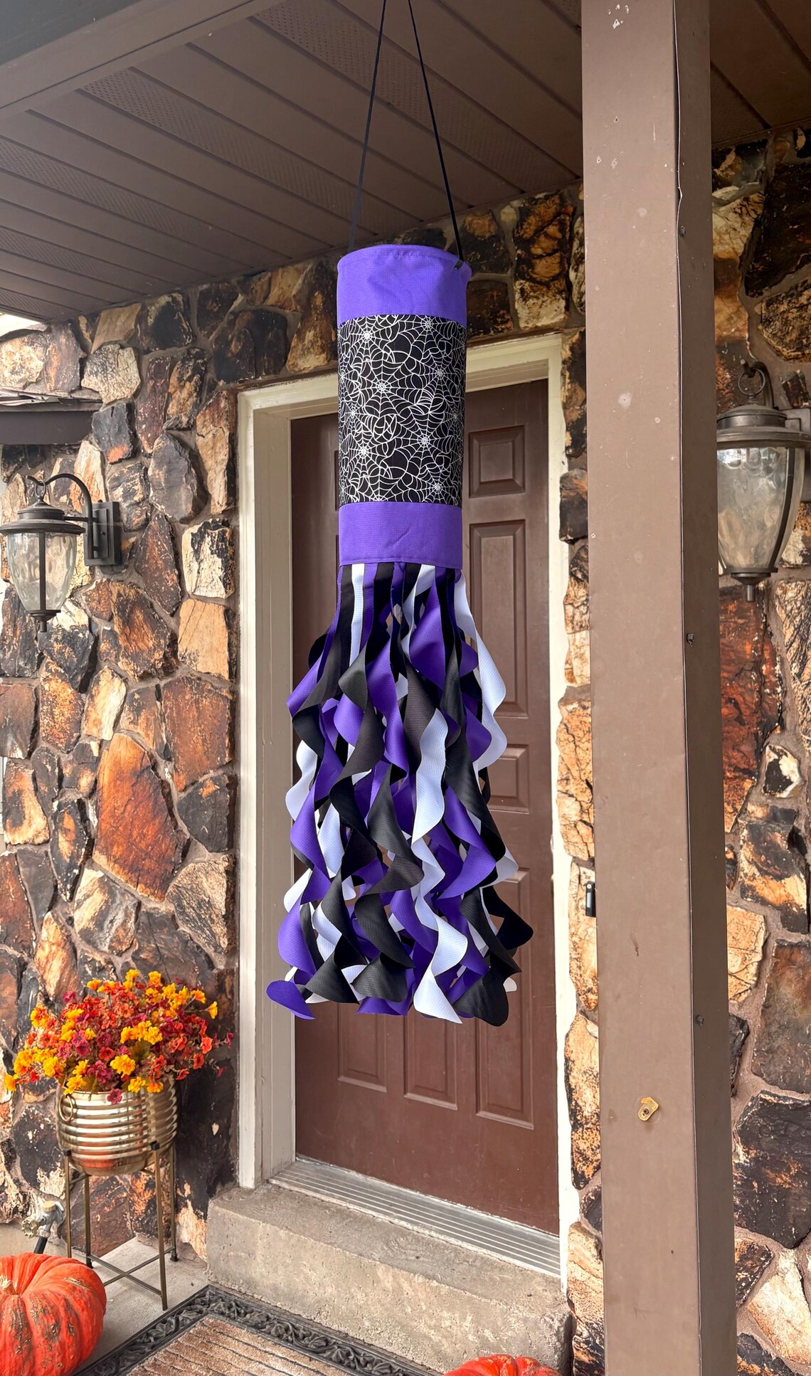 Halloween Decoration, Windsock, Spider Cob Web, Black Purple, Hanging ...