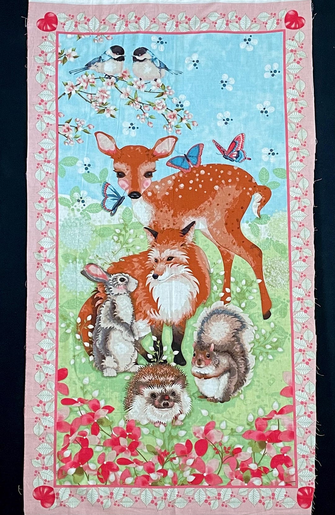 Friends of the Forest, Fabric Panel, Slight Flaw Woodland Animals ...