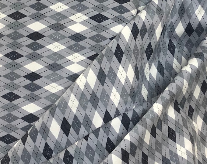 Rauten Flanell Stoff, schwarz, grau und weiß, Baumwollstoff Top ...