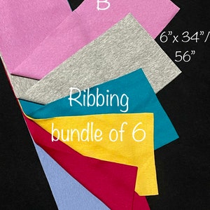 6 Ribbing 1 Yd Total Stretch Knit Fabric Bundle, 6" X 34-56", 1 X 1 Rib ...