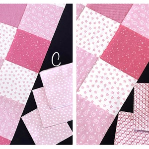 72 Pink Teddy Bear, Star Baby Rag Quilt Kit, Pre Cut Quilt Blocks 7 ...