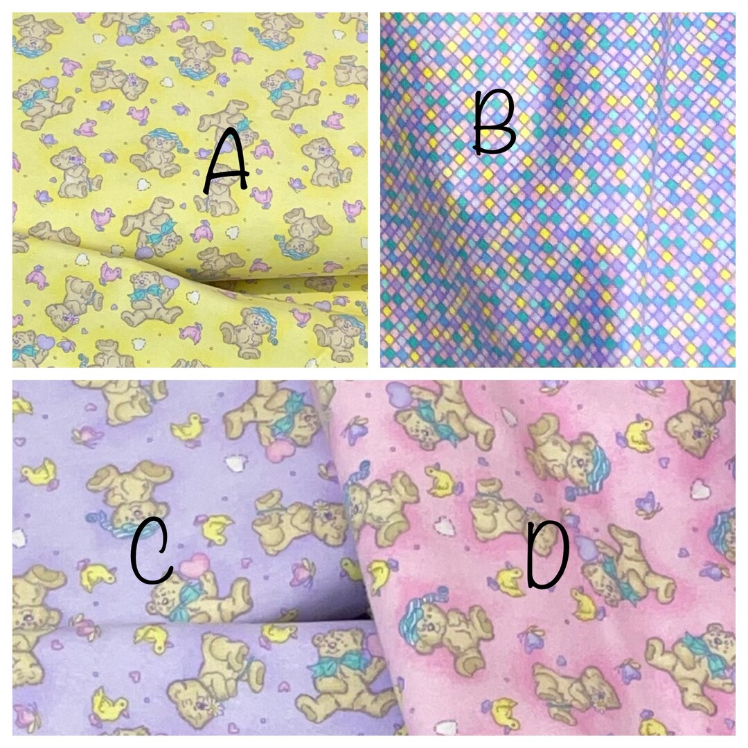 Teddy Bear, Tiny Purple Checker Board Fabric, Duck Train Rattle, Baby ...