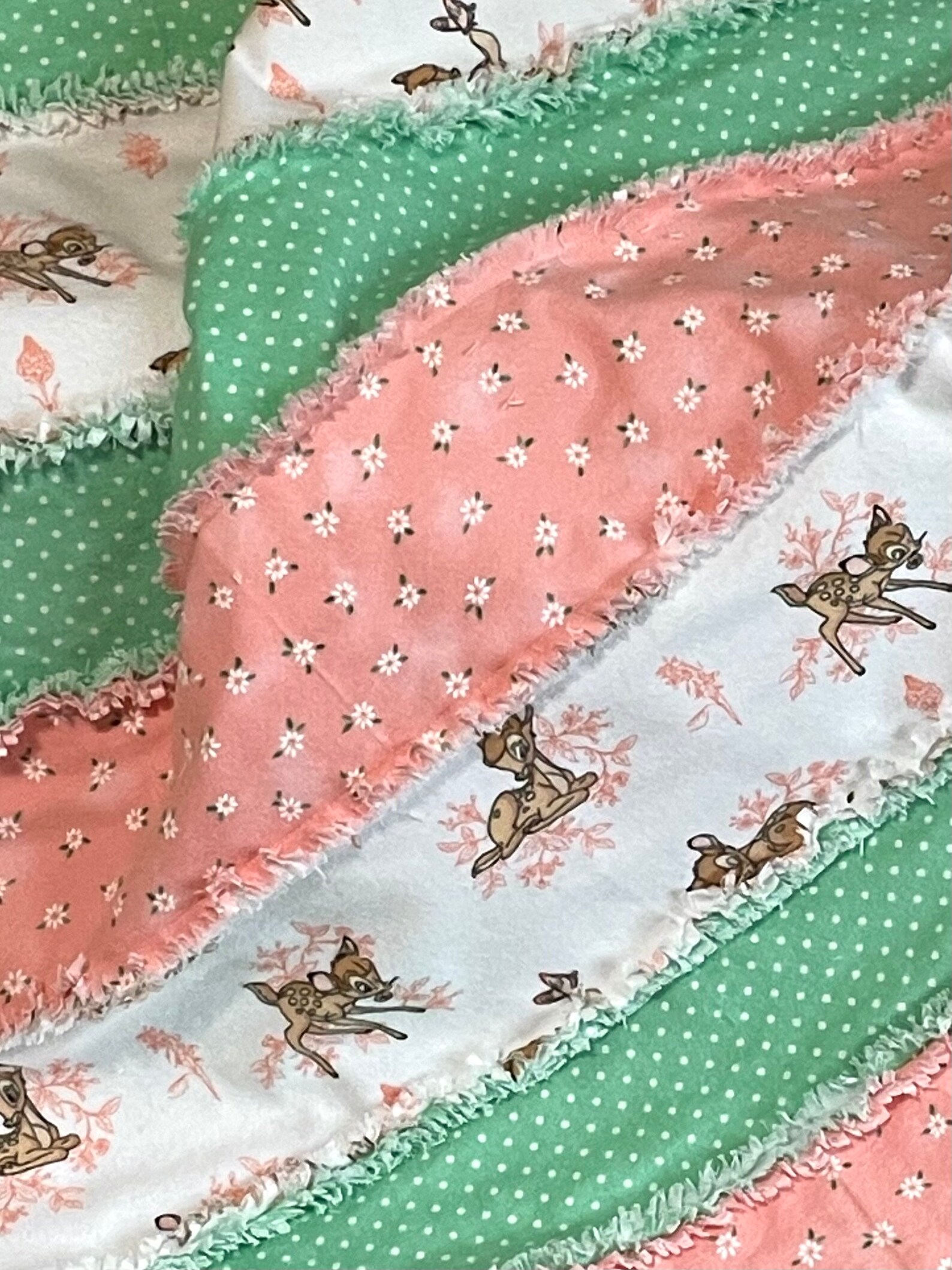 Bambi Baby Blanket, Strip Rag Quilt Kit- so Cute! Pre-cut Ready to Sew ...