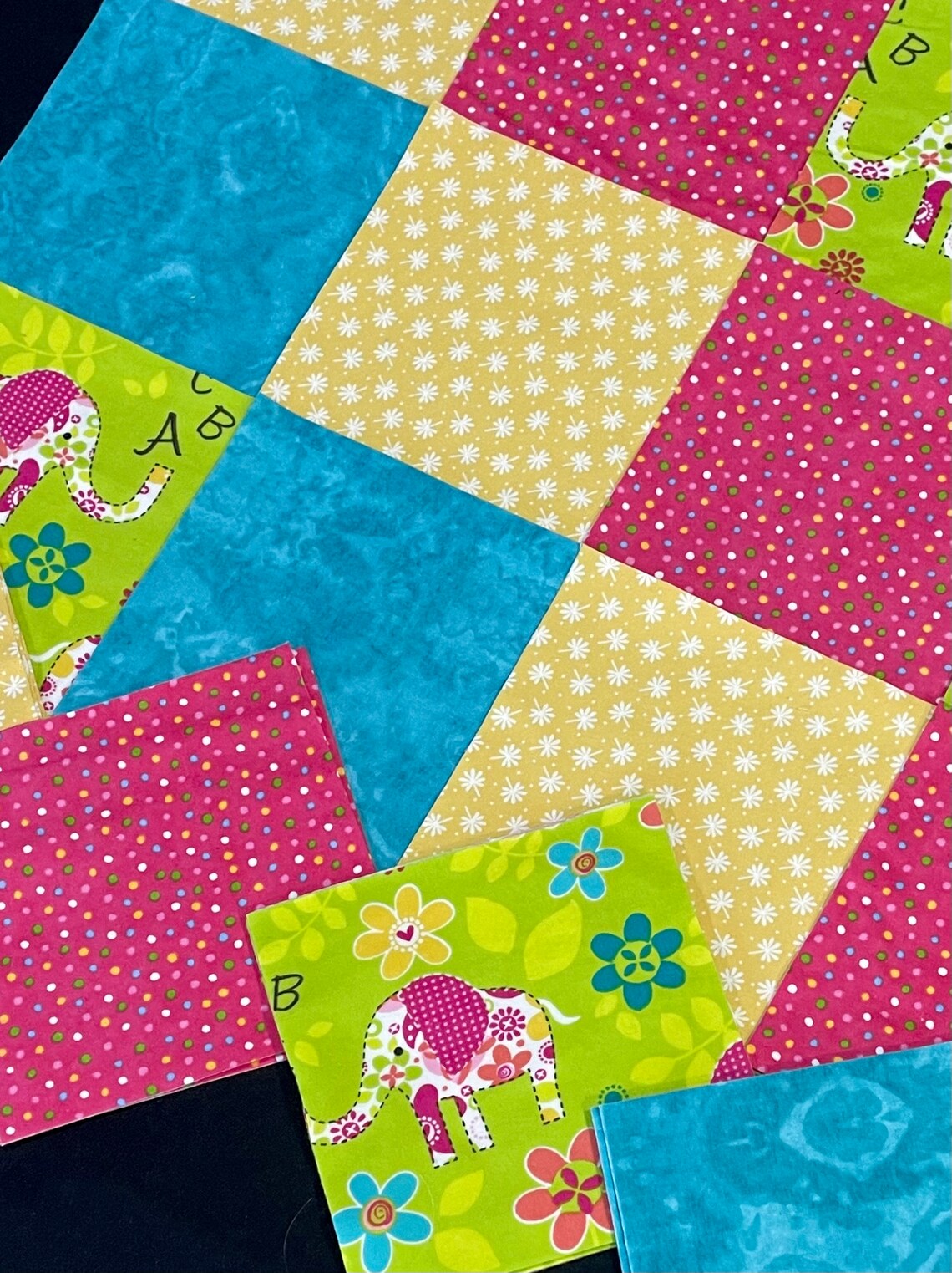 Elephant Rag Quilt Kit Square Blocks 7 Flannel Fabric - Etsy