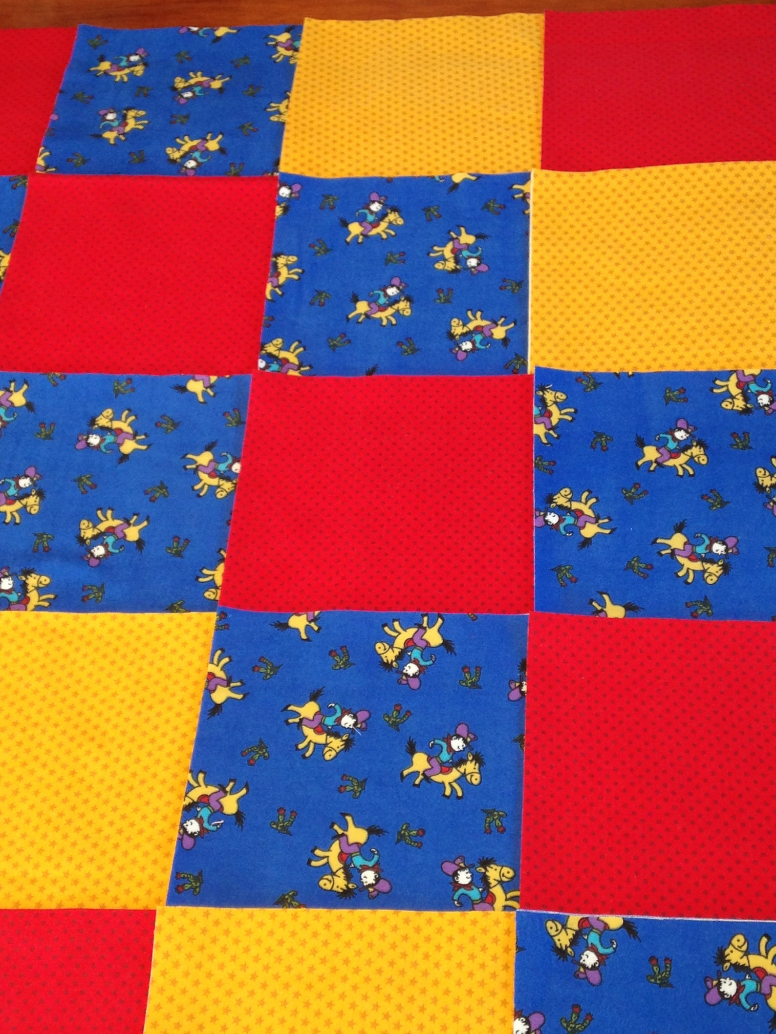 75 Cowboy Rodeo Pre Cut Rag Quilt Kit 8" Squares Blocks, Blue Red ...