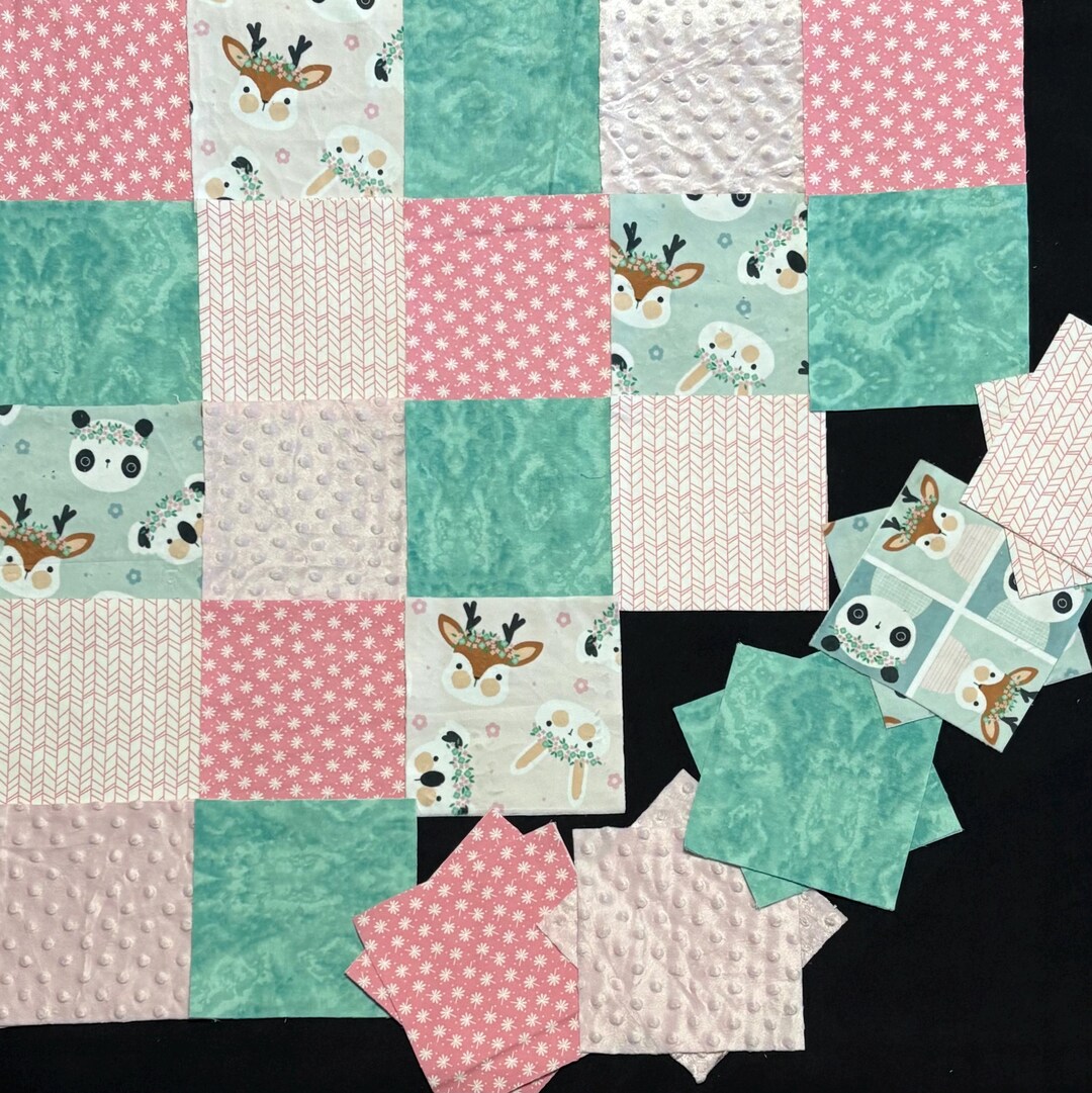 Woodland Deer 7" Square MINKY and Flannel Quilt Blocks, Pre Cut Squares ...