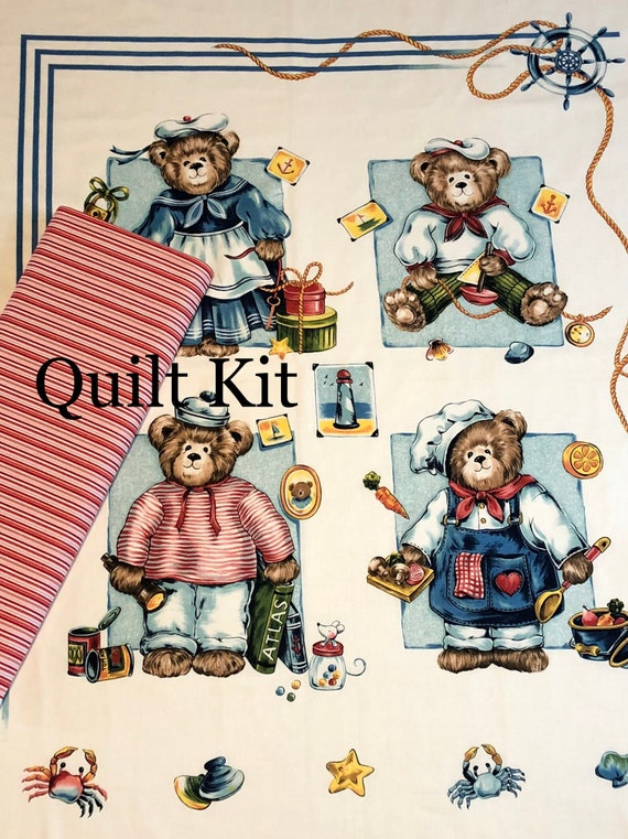 Teddy Bear Sailor Nautical Bears QUILT KIT Navy Teddy Bears | Etsy