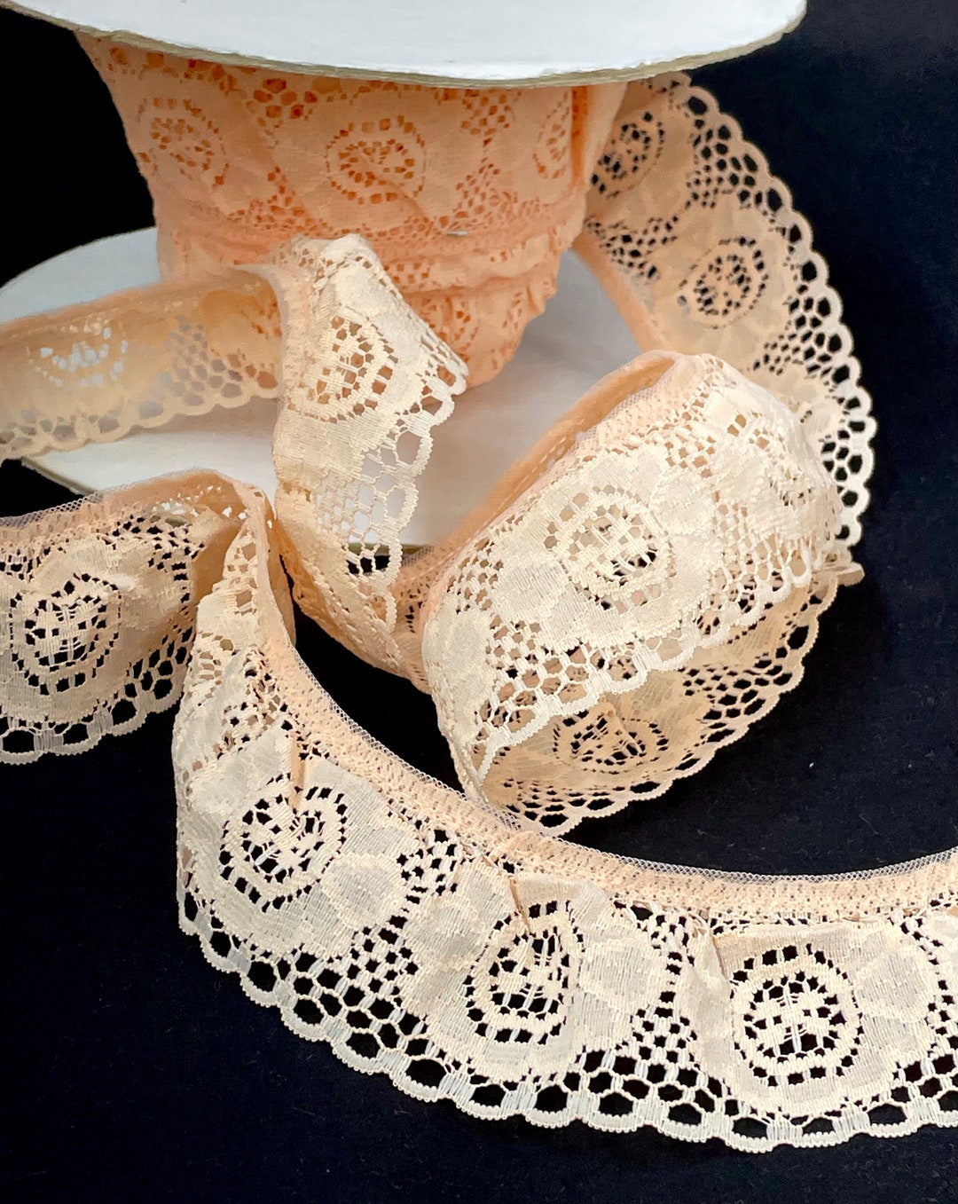Bulk Lace 5 Yards for 6.00 Dollars, Ruffled Lace, Peach Ruffled Lace ...