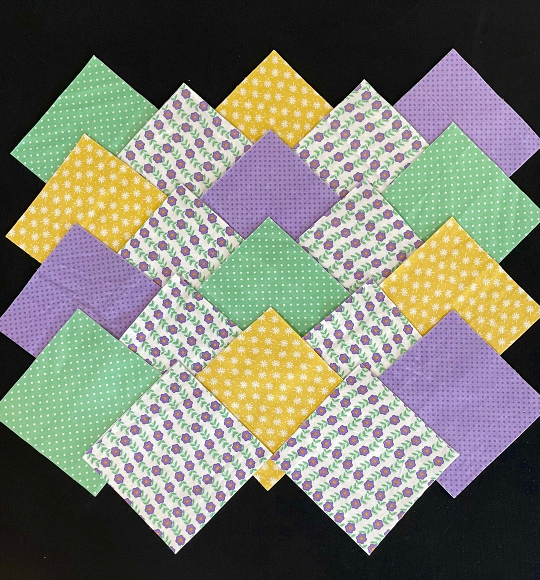 84 Flower Rag Quilt Kit Pre Cut 7" Squares, 2 Flannel Layers, Purple ...