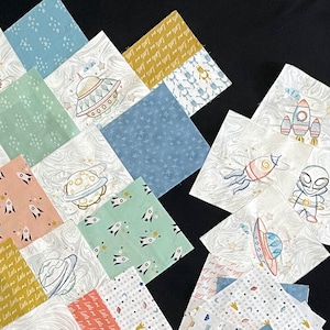 Embroidered Space Ship, Boy Rocket Quilt Block Combination, 7" Fabric ...