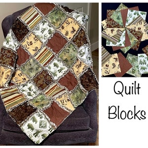 48 Western Rodeo Cowboy 7 Inch Square Quilt Blocks, Cotton, Green Brown ...