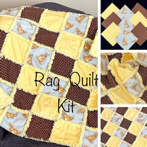 Baby Kangaroo Rag Quilt Kit, 72 Pre Cut 7" Flannel Blocks, or Completed ...