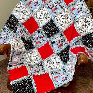 72 Puppy Dog Rag Quilt Kit Pre Cut 7 Squares, 2 Flannel Layers, Blue ...