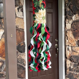 Poinsettia Christmas Decoration, Windsock, Garland Decoration, Metallic ...