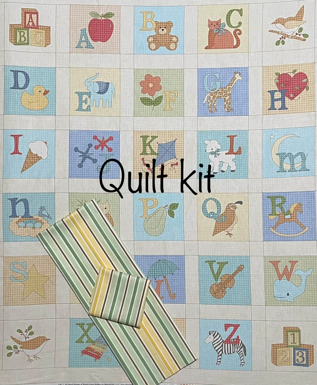 Abc's Alphabet QUILT KIT, Cotton Fabric Quilt Panel by Benartex, Back ...