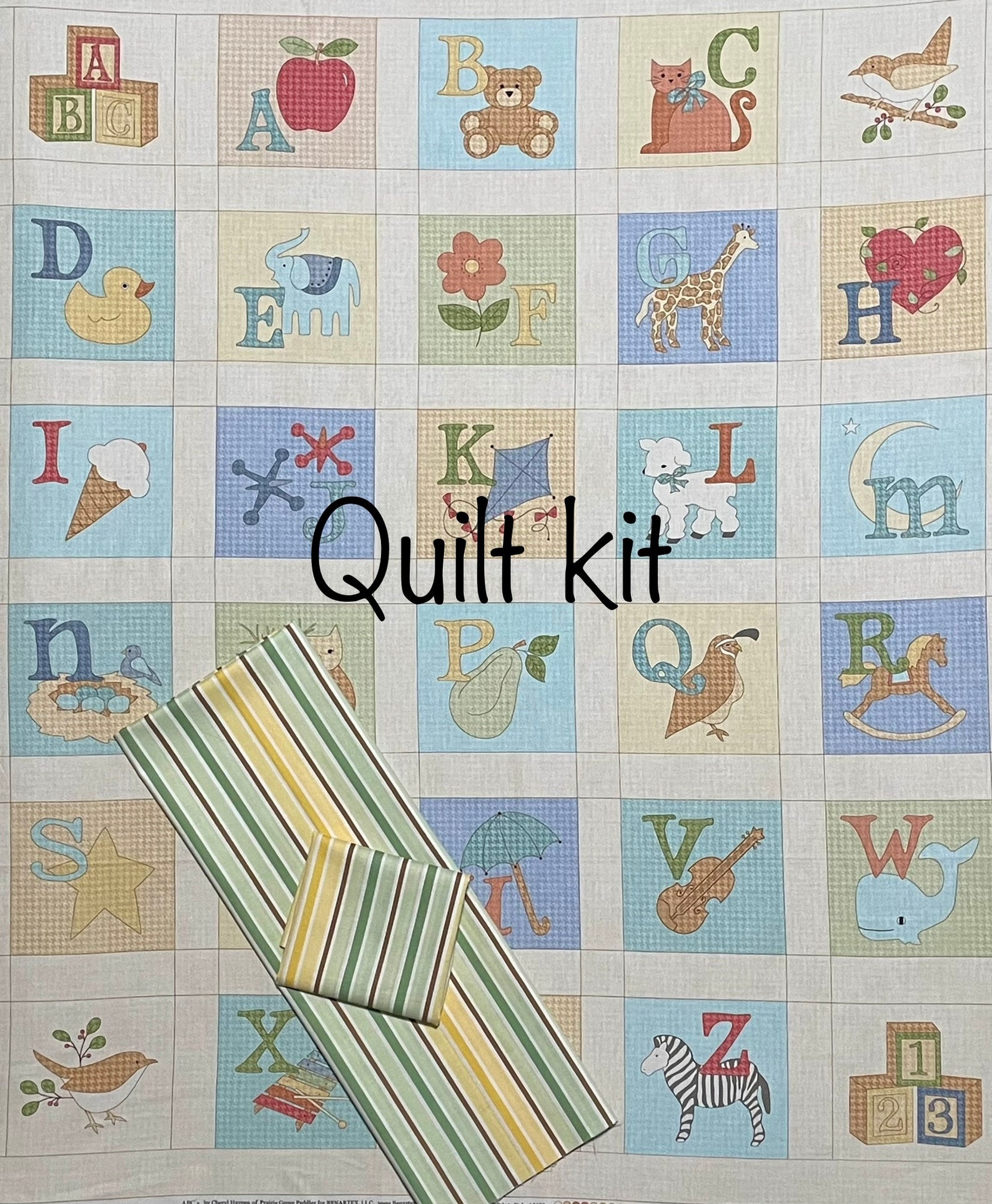 Abc's Alphabet QUILT KIT, Cotton Fabric Quilt Panel by Benartex, Back ...