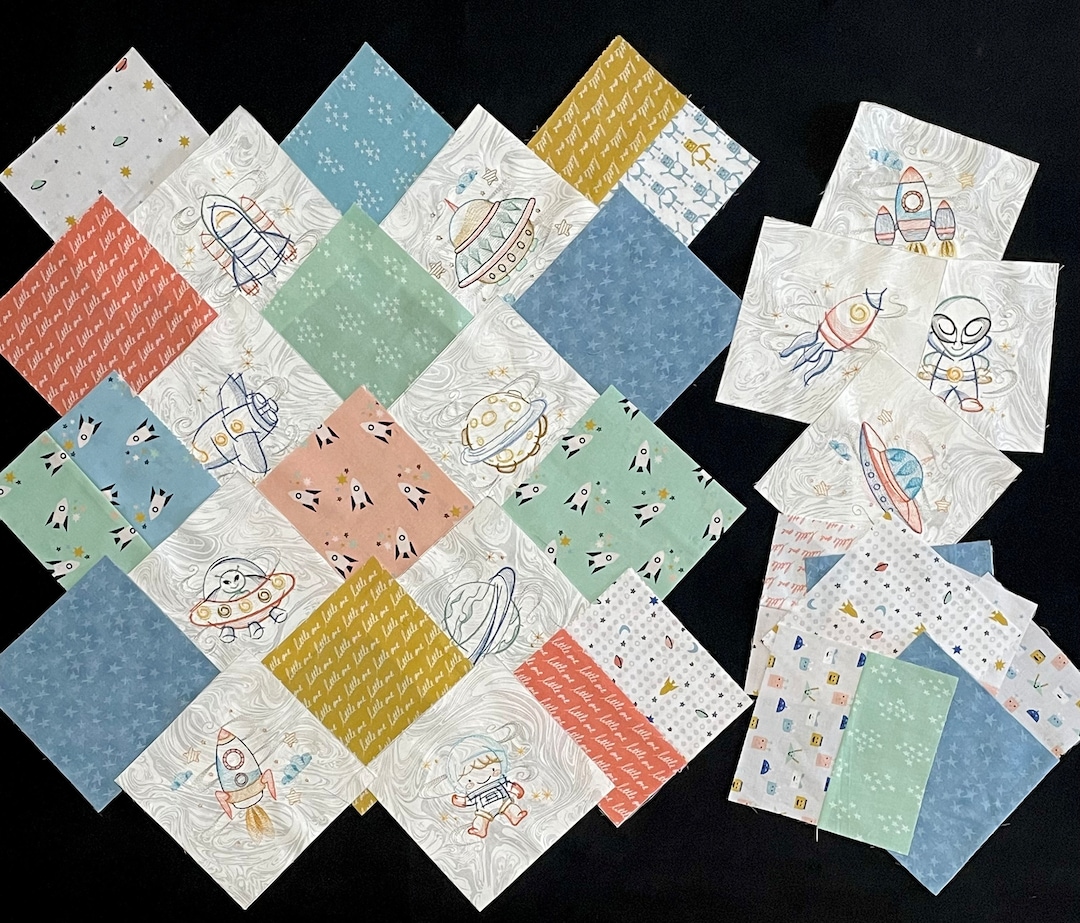 Embroidered Space Ship, Boy Rocket Quilt Block Combination, 7" Fabric ...
