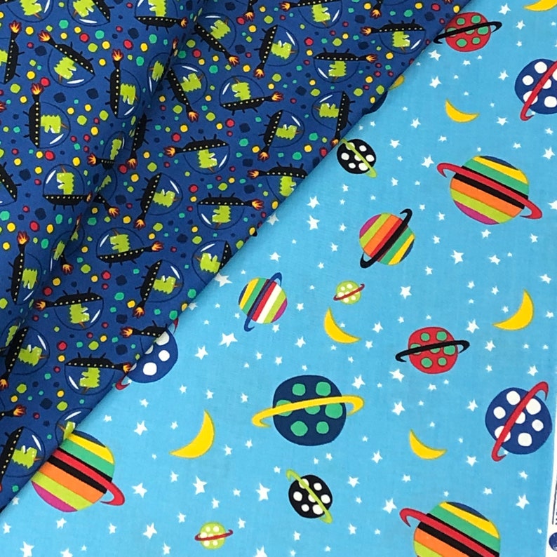 Aliens outer space cotton fabric boy quilt fabric planets | Etsy