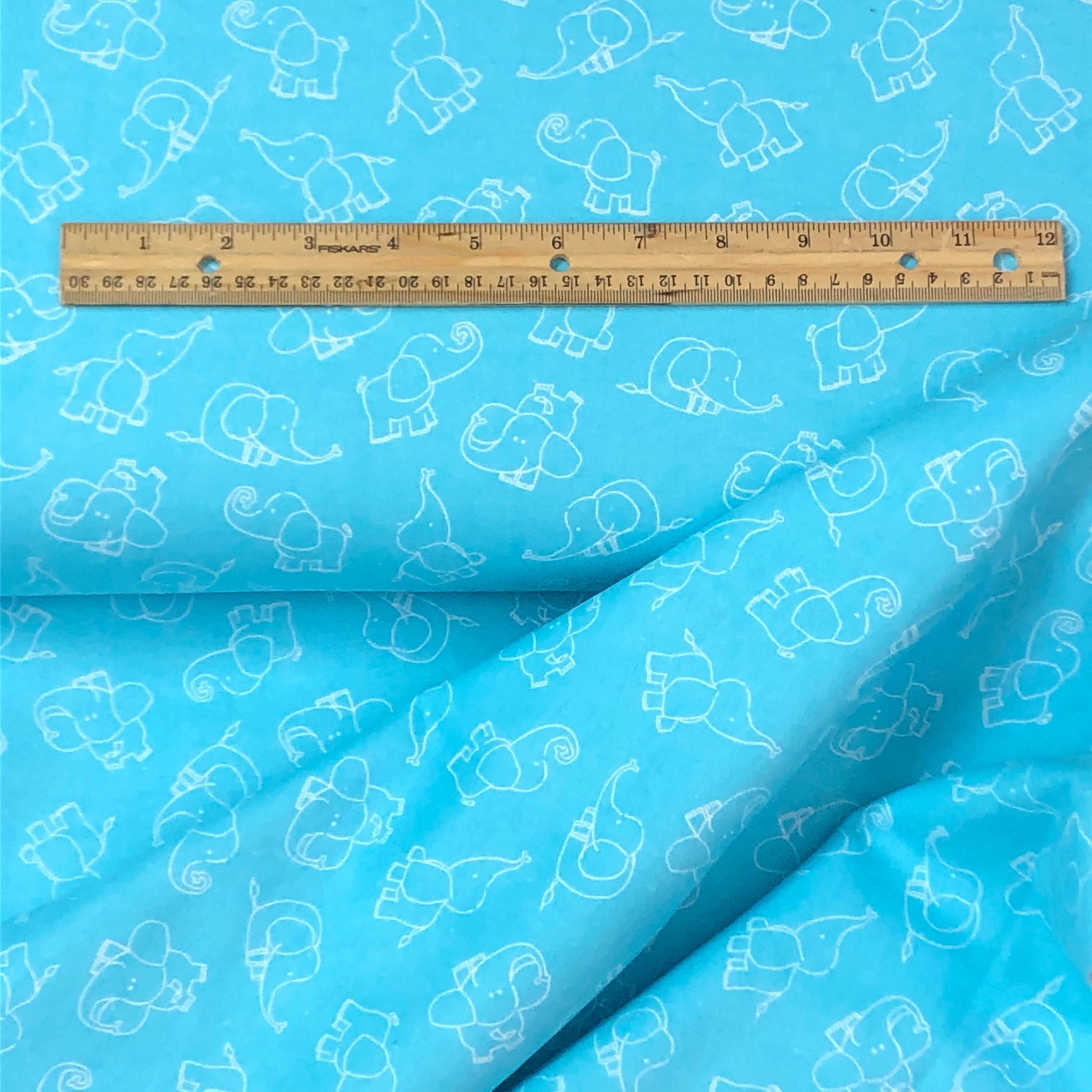 Elephant aqua blue flannel white outline of elephant Baby | Etsy