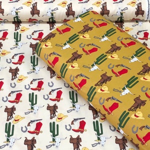 Cowboy Country by Riley Blake, Western Gear, Horse Shoe, Gun Boots Hat ...