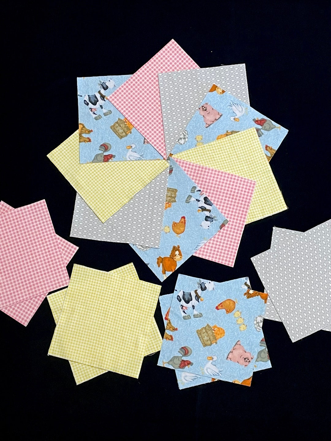 Farm Animal Quilt Blocks, Cow Pig Horse Chicken, 48 Quilt Blocks 7 ...