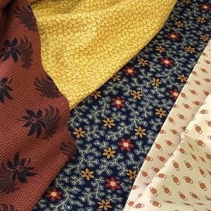Floral Leaf Vines, Gold Blue Rust Fabric, Little House on Prairie ...