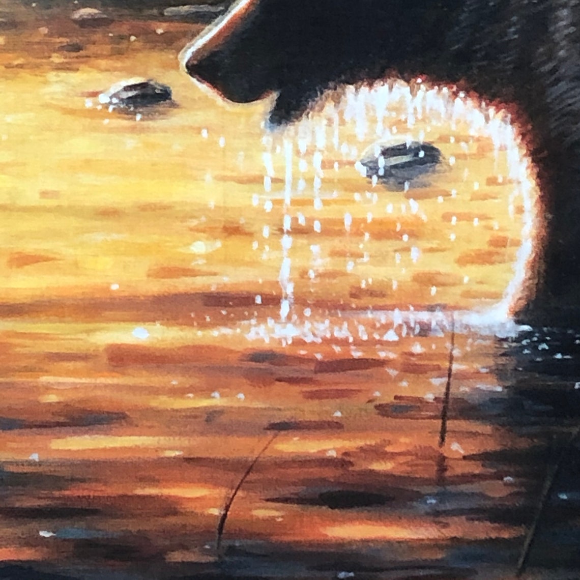 Bear Persistence Fabric Panel Sunrise Sunset Brown Bear | Etsy