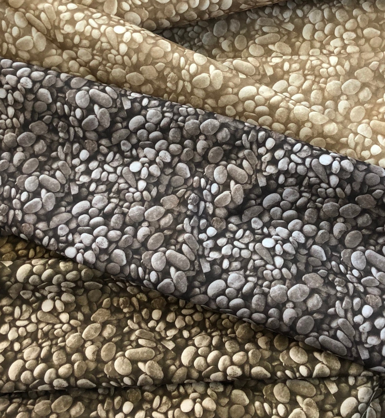 Stream Pebbles Fish and Fowl Fabric Water Stream Rock Gone | Etsy