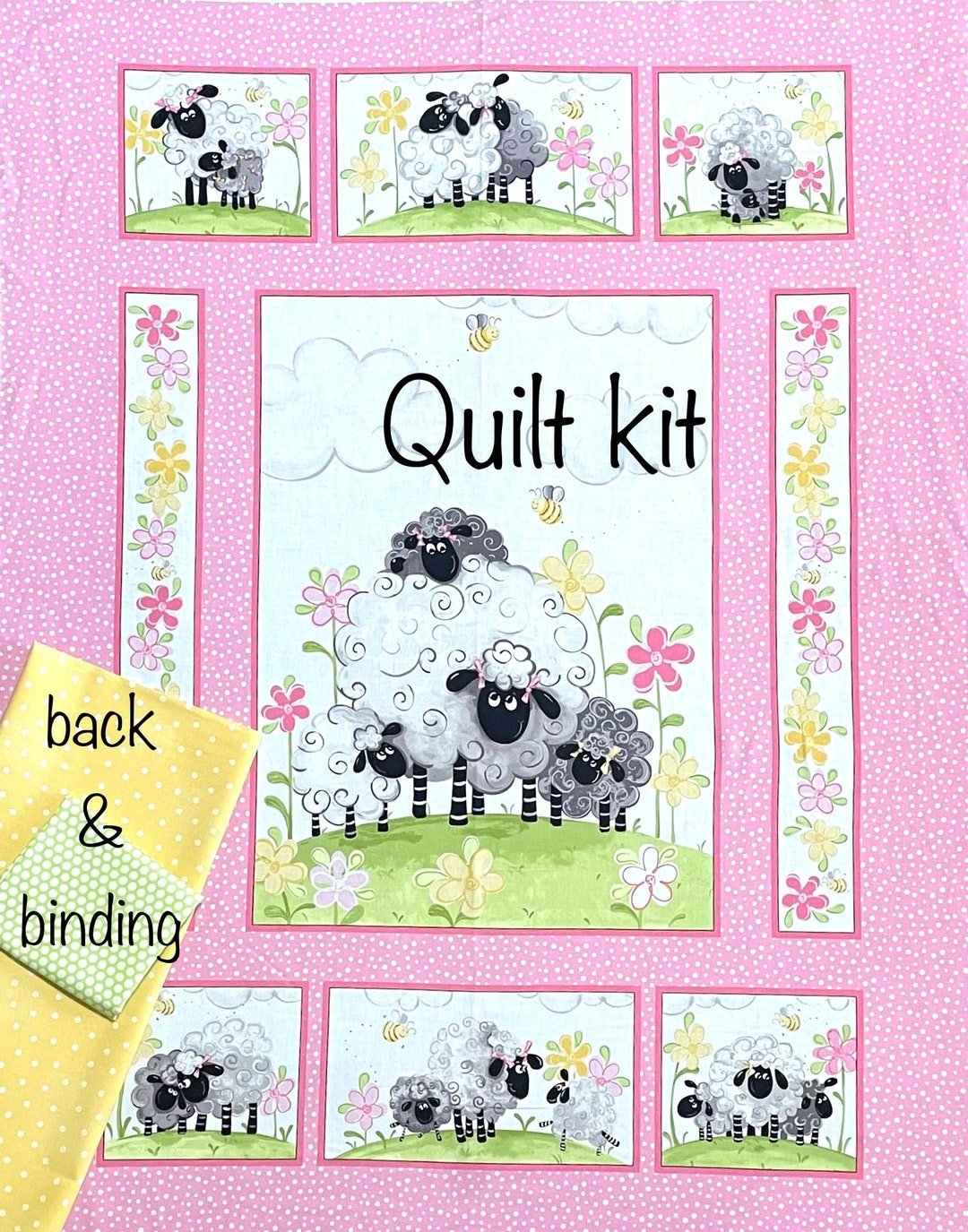 Susybee Lal the Lamb Mama and Lamb Quilt Kit, Baby Girl 33x43, Quilt ...