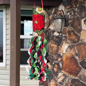 Poinsettia Christmas Decoration, Windsock, Garland Decoration, Metallic ...