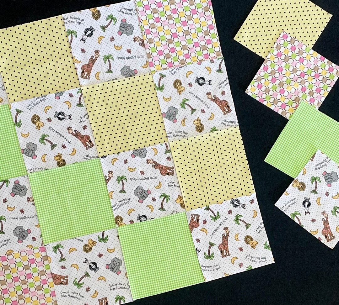 Bazoople Friends 7 Inch Square Quilt Blocks, Yellow Pink Green, Polka ...