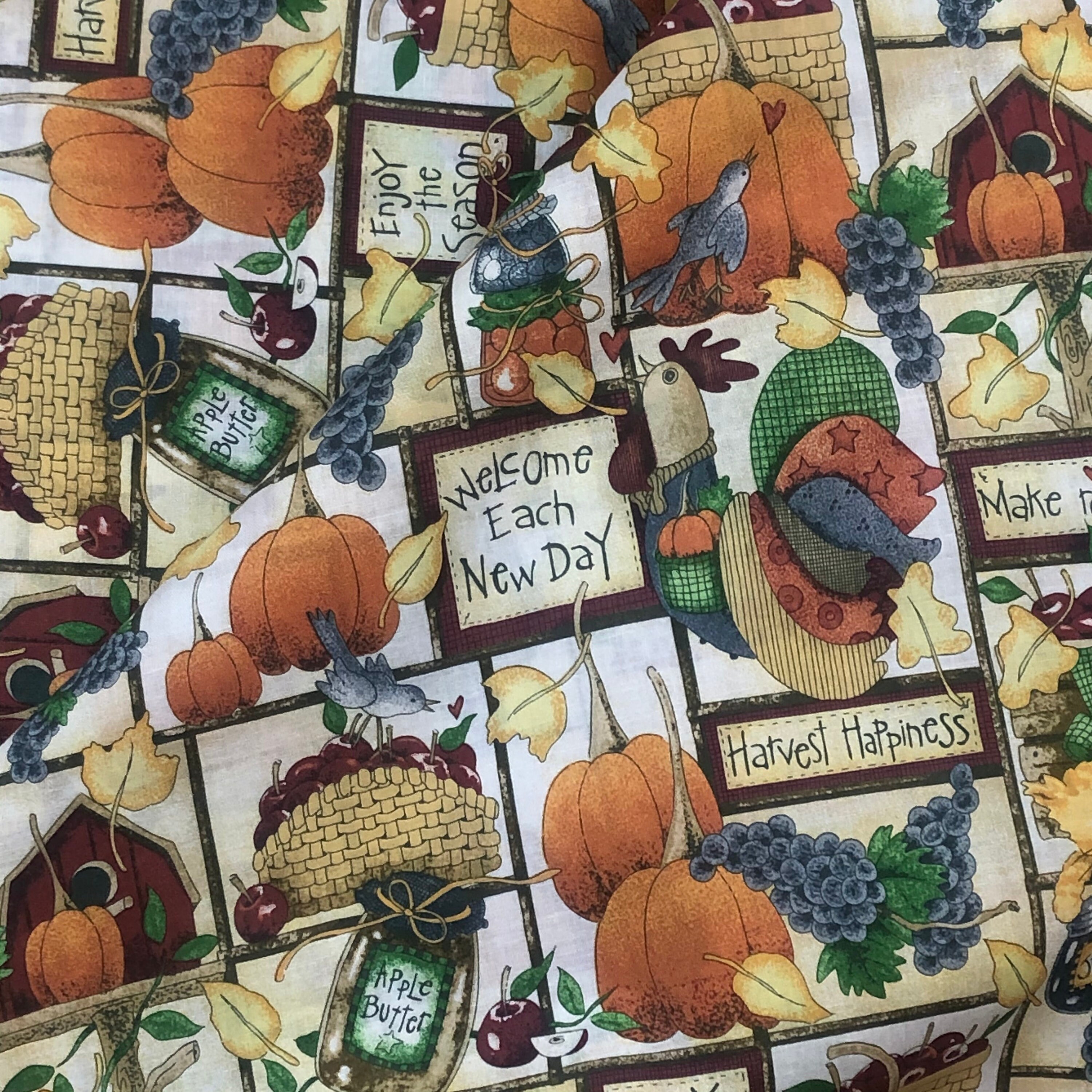 Fall Festival Autumn Fabric Thanksgiving Harvest Happiness | Etsy