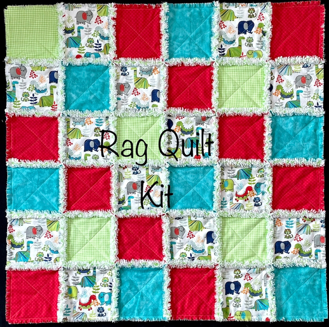 Dinosaur Baby Rag Quilt Kit 72 Pre Cut 7 Flannel Quilt - Etsy