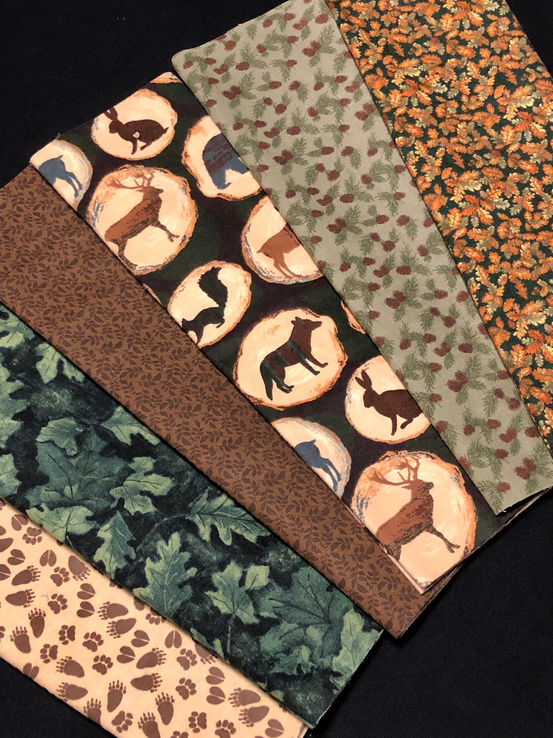 Woodland Animals 1/2 Yard of Fat Qtr Fabric Bundle, 6 Patterns, Moose ...