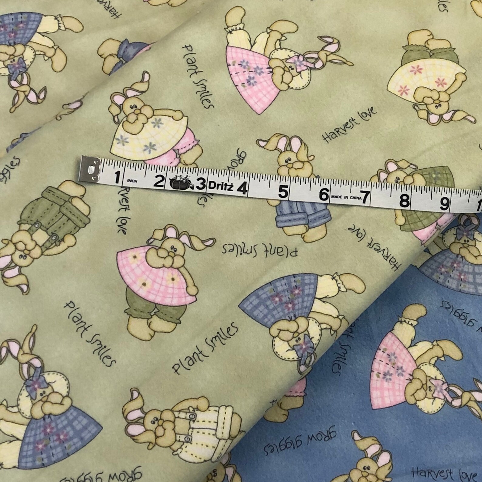 Bunny Rabbit FLANNEL Blue Yellow Green Baby Blanket Fabric - Etsy