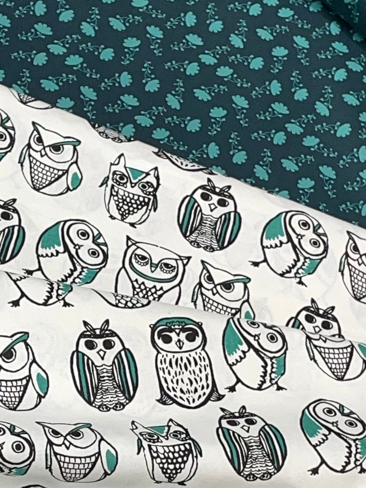 Teal owl fabric or Lucy's Garden Tonal teal by Riley Blake | Etsy