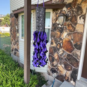 Halloween Decoration, Windsock, Spider Cob Web, Black Purple, Hanging ...