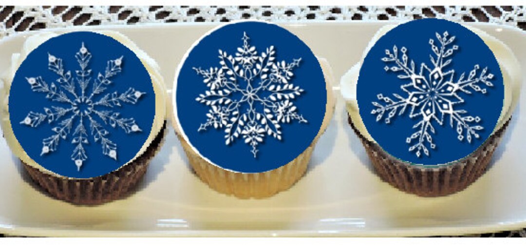 Rice Paper Snowflake Cupcake or Cookie Toppers 15 Edible - Etsy