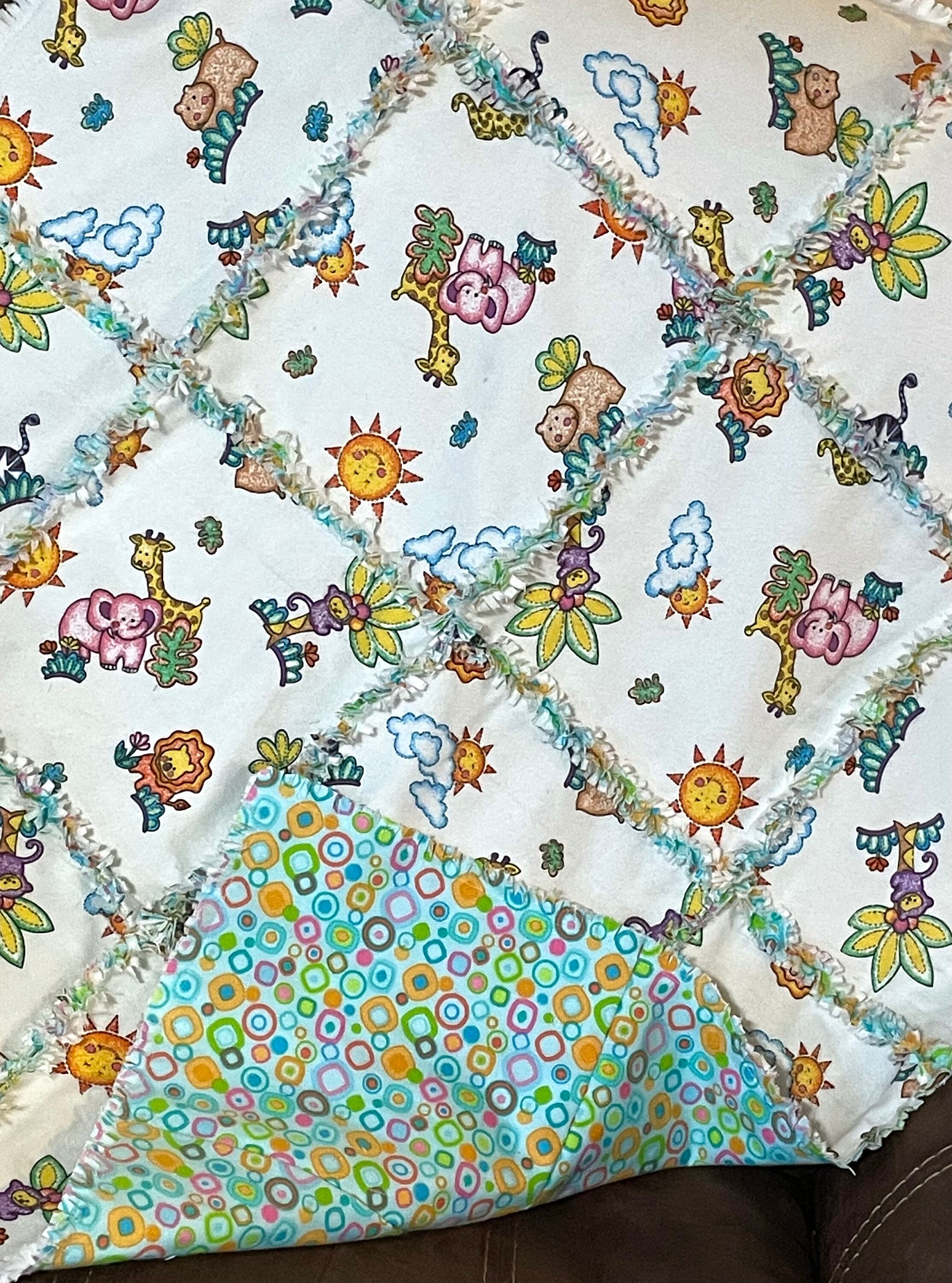 Noah's Ark Animal Rag Quilt or Quilt Kit Double Flannel - Etsy