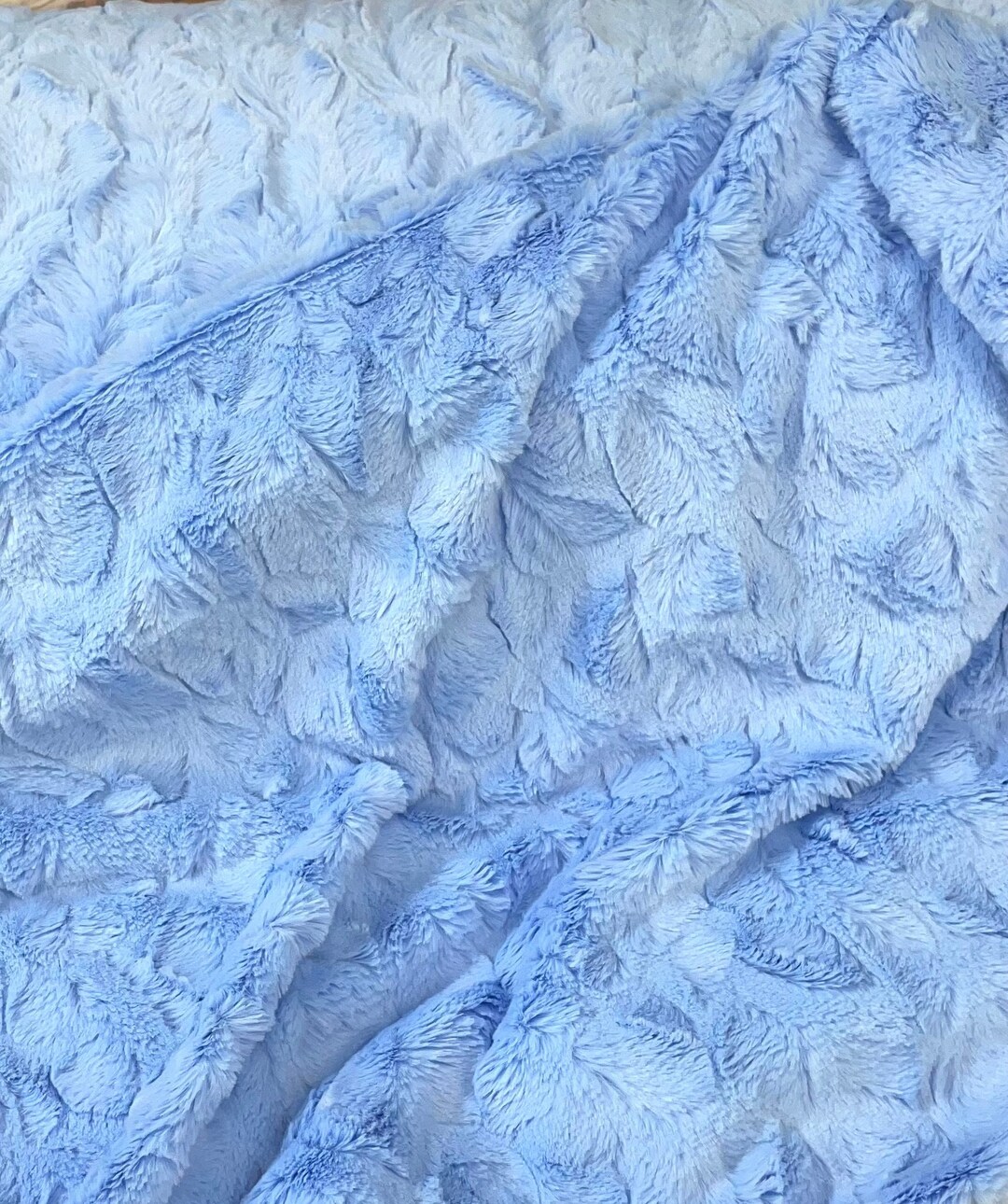 Bella Solid Blue Snuggle Luxury Furry MINKY From EZ Fabrics Perfect for ...
