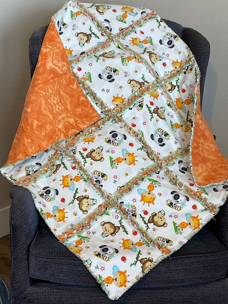 Puppy Dog Giraffe Monkey Rag Quilt 3 Warm Flannel Layers - Etsy